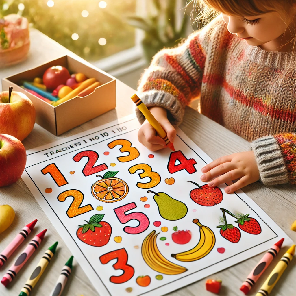 Numbers 1 to 10 Tracing and Coloring PDF with a Fun Fruit Theme ...