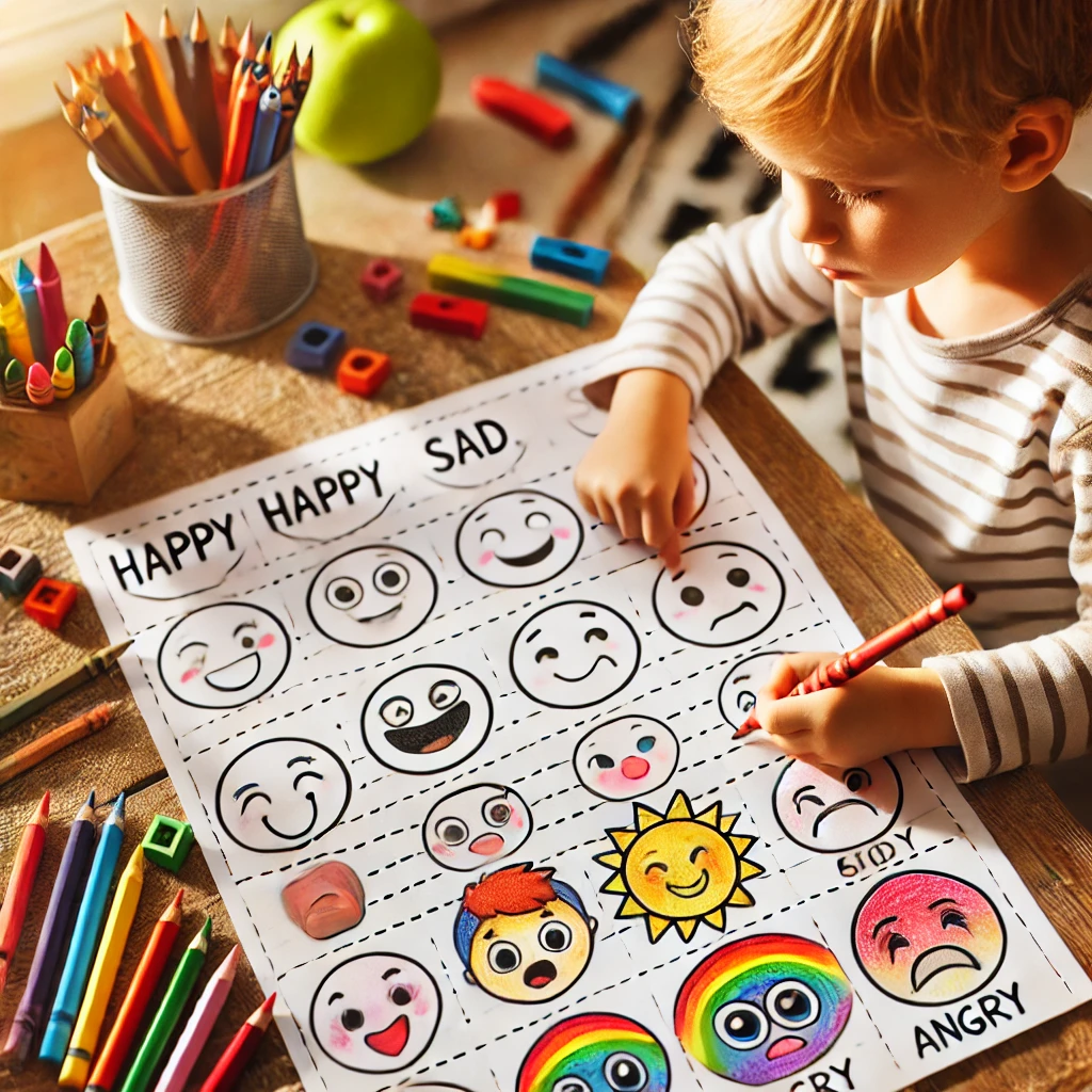 Trace and Color: Learning Emotions - School World Kids